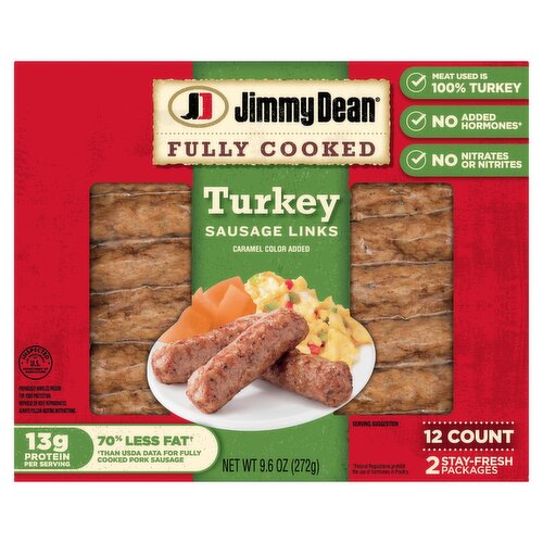 Jimmy Dean Fully Cooked Turkey Sausage Links, 12 count, 9.6 oz - The ...