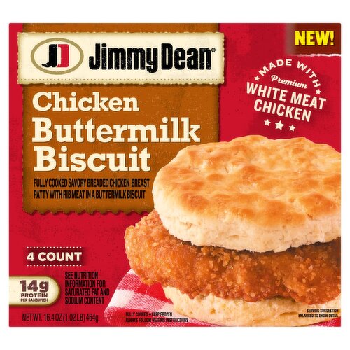 Jimmy Dean Chicken Buttermilk Biscuit, 4 count, 16.4 oz - ShopRite
