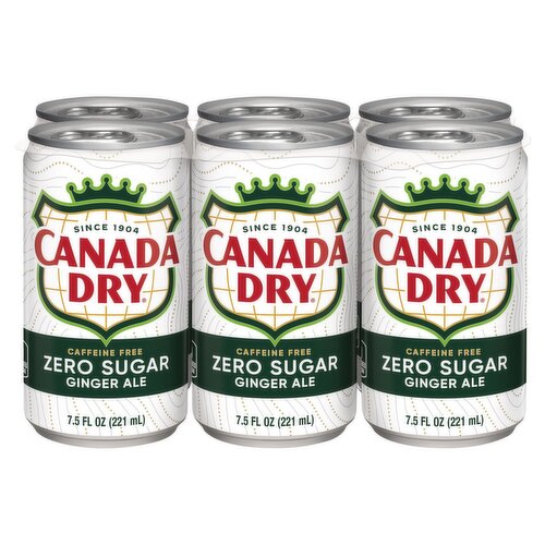 Canada Dry Zero Sugar Ginger Ale, 7.5 fl oz, 6 count - Fairway