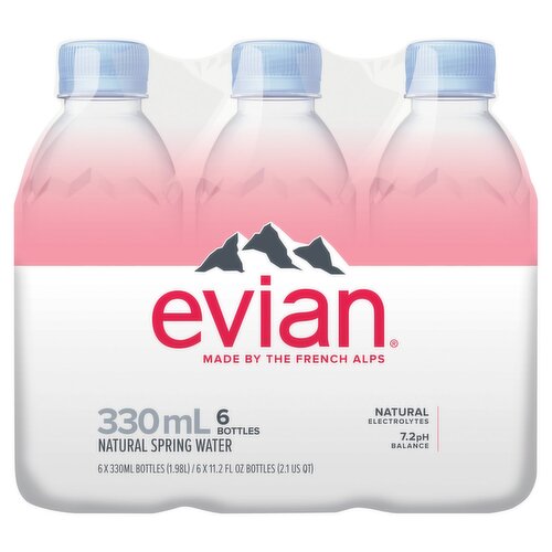 Evian Natural Spring Water, 11.2 fl oz, 6 count - ShopRite