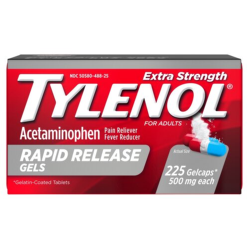 Tylenol Extra Strength Acetaminophen Rapid Release Gels for Adults, 500 ...