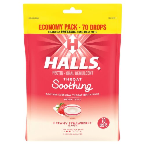 Halls Soothing Creamy Strawberry Flavor Drops Economy Pack, 70 count ...