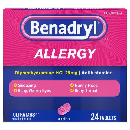 Benadryl Ultratabs Allergy Tablets, 24 count - ShopRite
