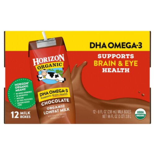 Horizon Organic Chocolate Lowfat Milk, 8 fl oz, 12 count - ShopRite