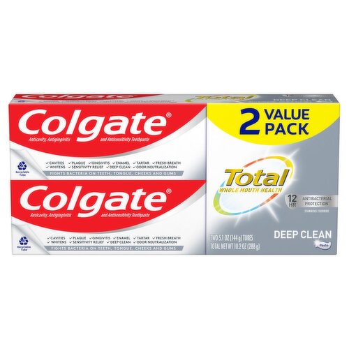 Colgate Total Deep Clean Toothpaste Value Pack, 5.1 oz, 2 count - ShopRite